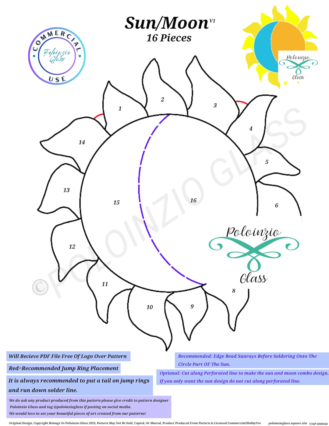 Sun/moon Combo Stained Glass Pattern Commercial or Hobby Use Digital ...