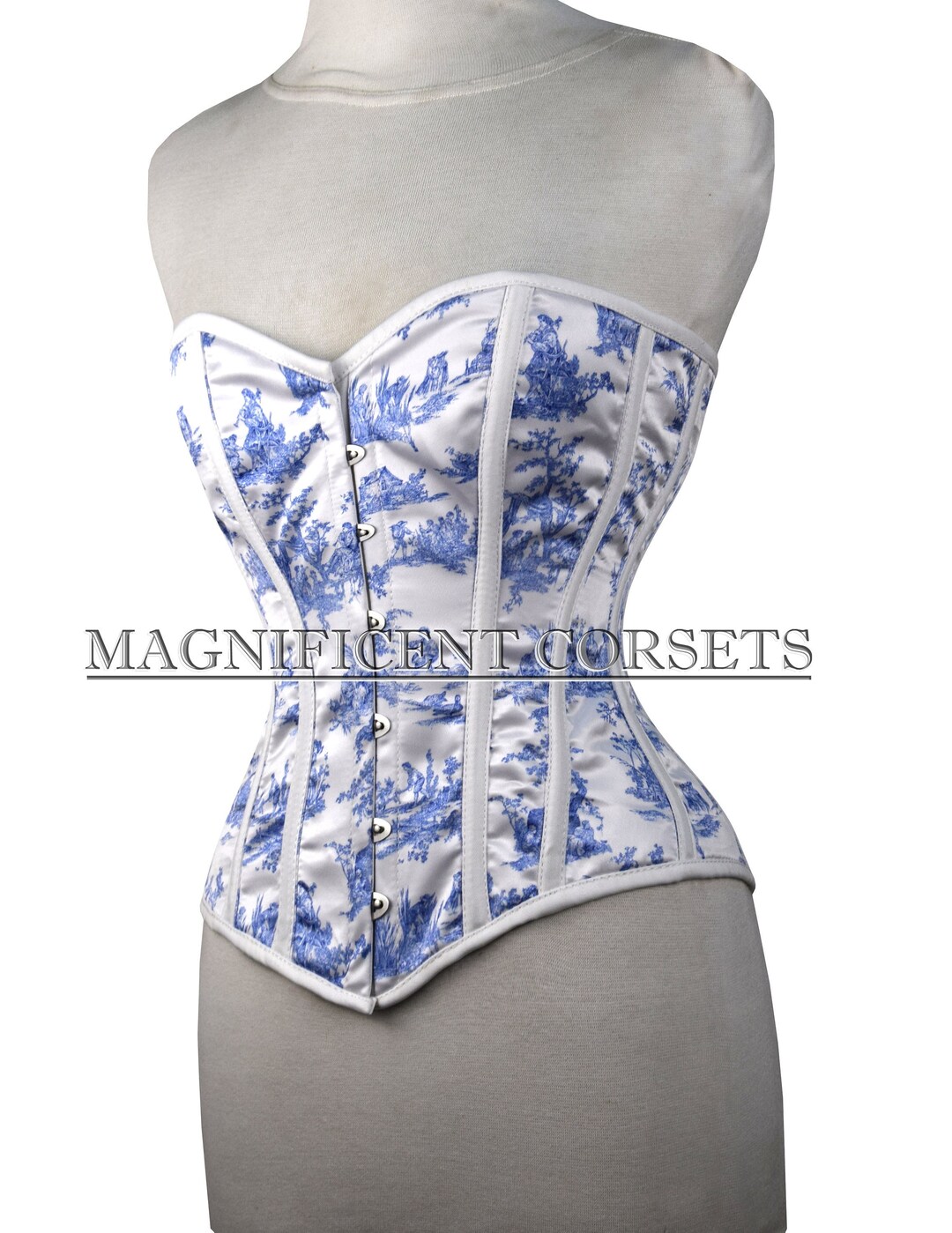 Toile Corset Rococo Style Corset Overbust Tight Lacing Satin Steel ...