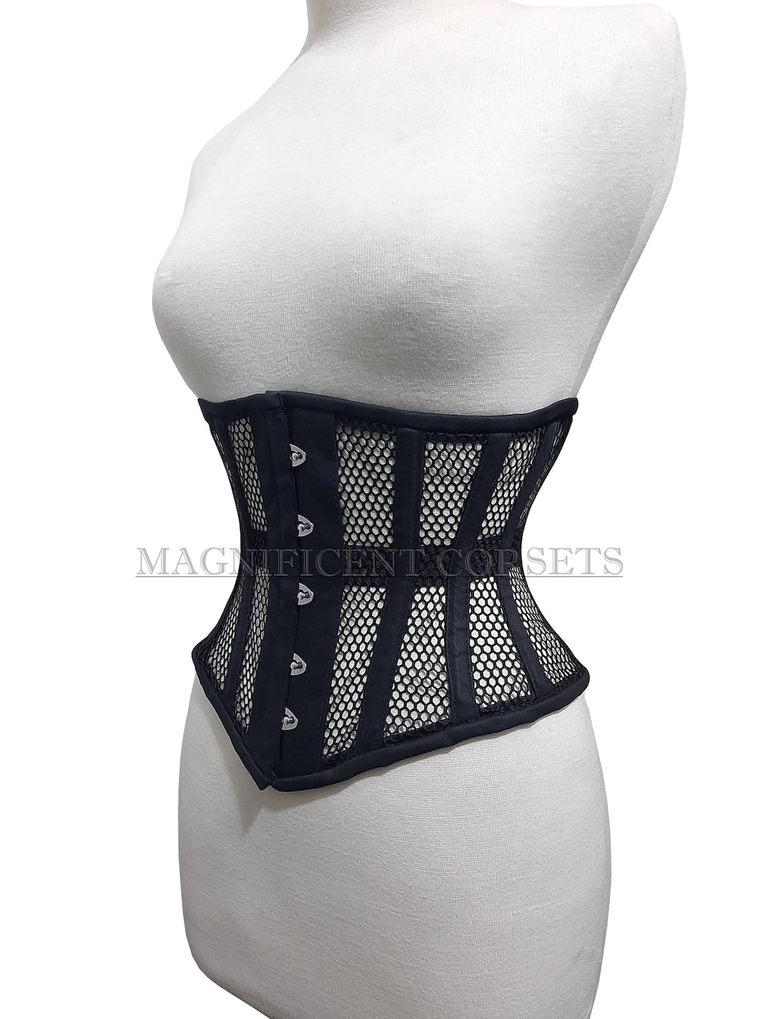 Women's Underbust Steel Boned Mesh Corset Waist Trainer Weight Loss ...