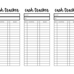 Cash Envelope Inserts, Cash Tracker Insert, Budget Tracker, Expense ...