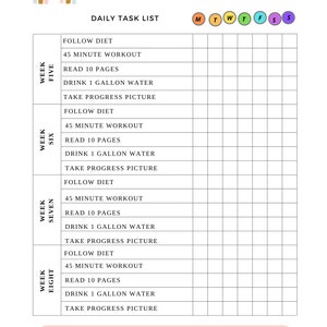 75 Soft Challenge Daily Task Tracker Printable - Etsy