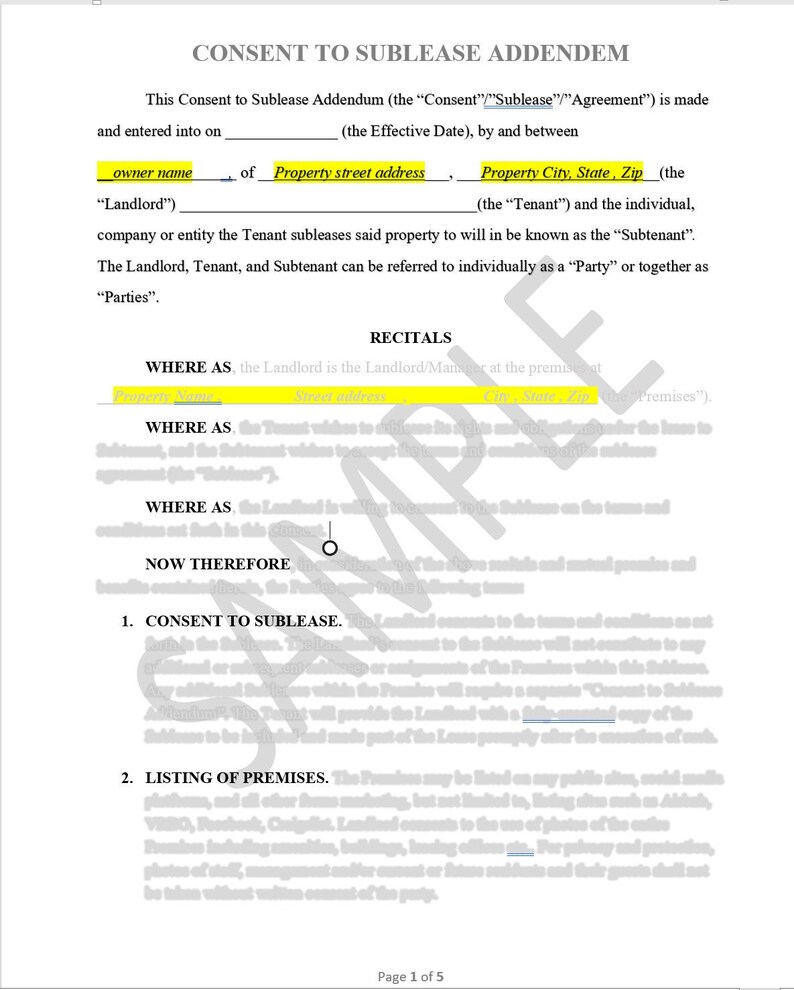 Short Term Rental Arbitrage Sublease Agreement ON SALE Etsy Canada