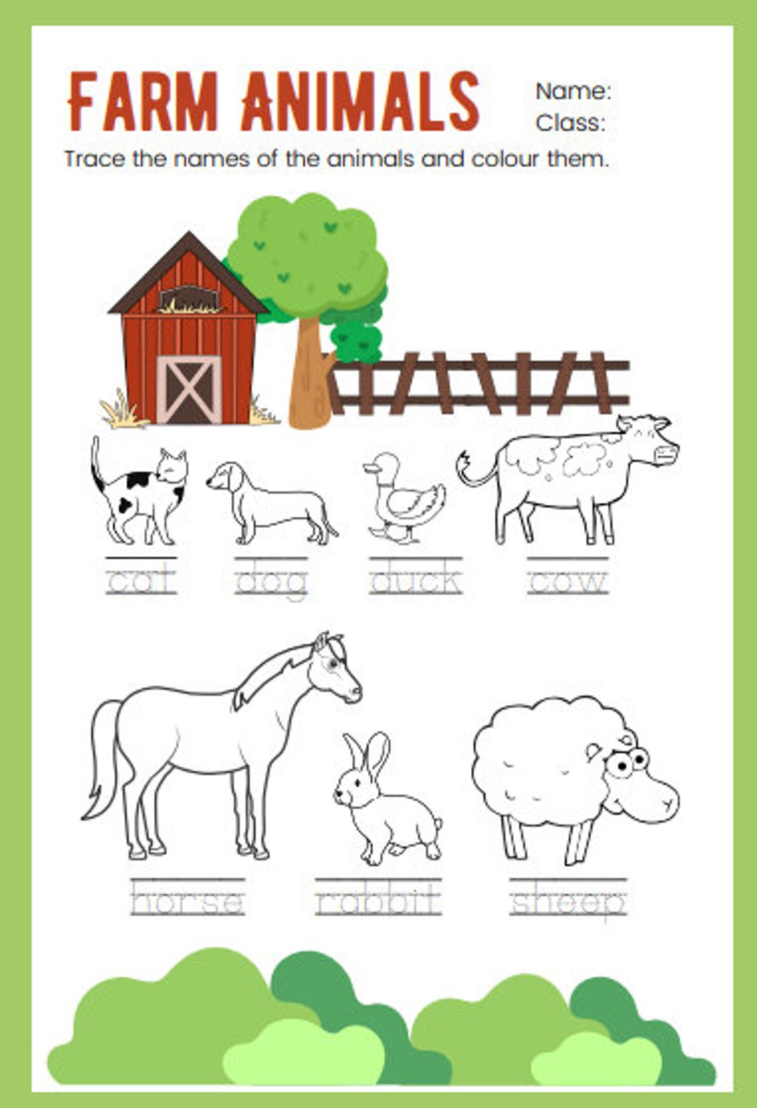 Children Colouring Book Farm Animals - Etsy