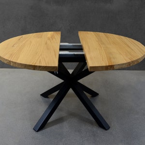 Round Extendable Table With Metal Legs, Large Oval Dining Table ...