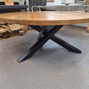 Round Dining Table With Metal Legs, Solid Dining Table, Premium Oak ...