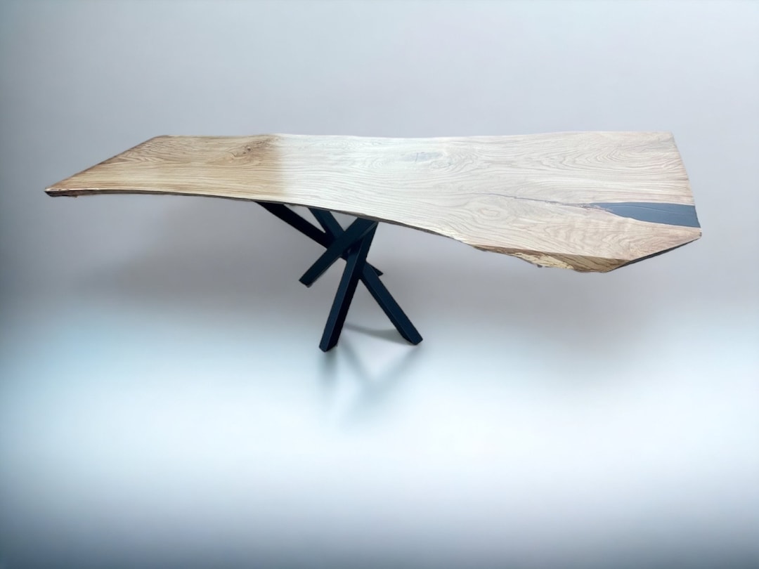 Live Edge Dining Table | Solid Oak Wood Table | Monolith Table Natural ...