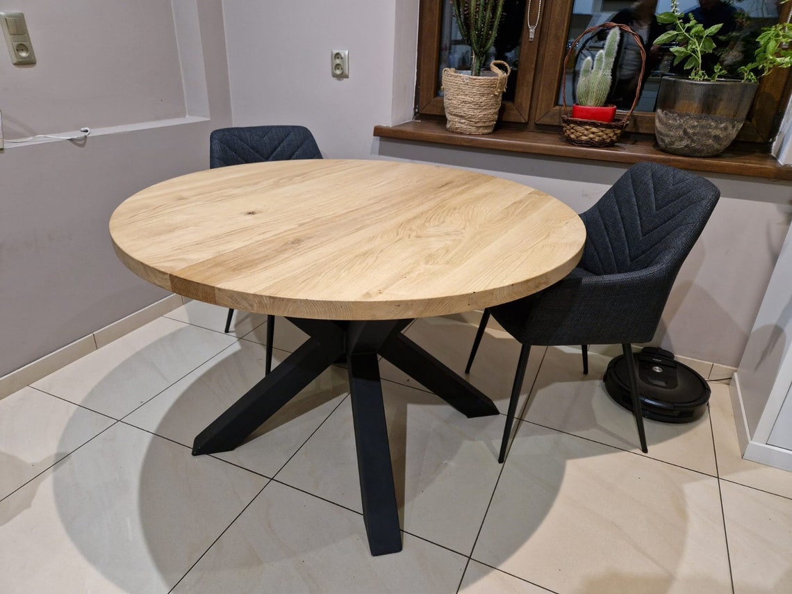 Round Expandable Table With Metal Legs Solid Oak Table Oval - Etsy ...