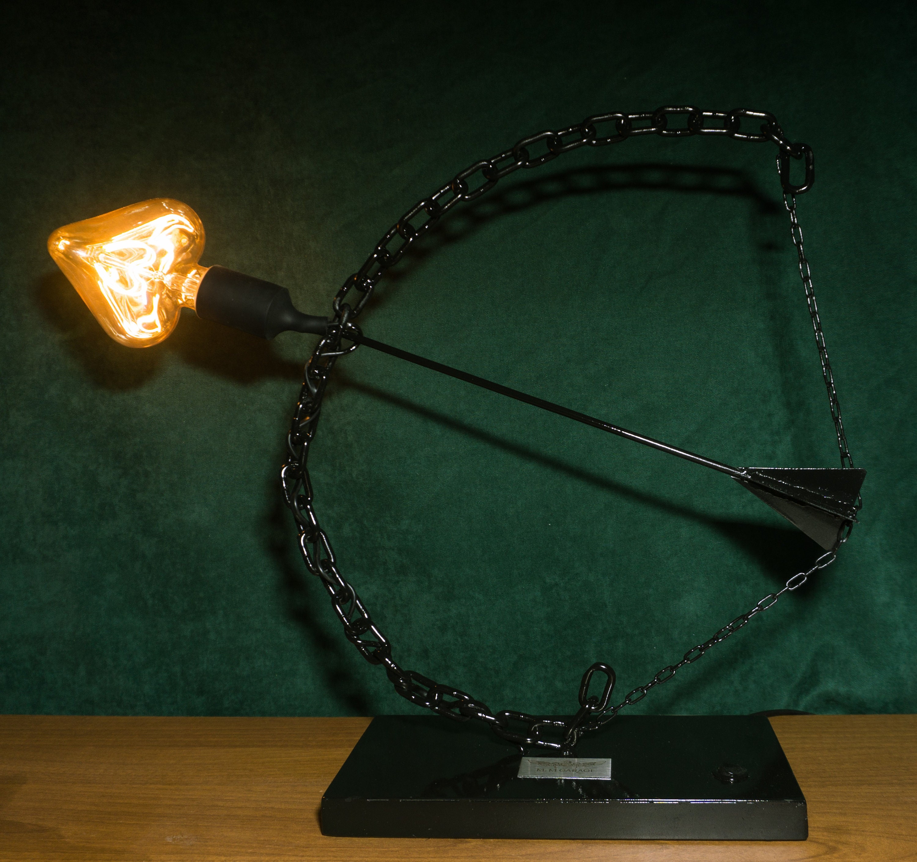 Cupid's Arrow Hand Made Metal Lamp Bow With Arrow, Table Lamp With ...