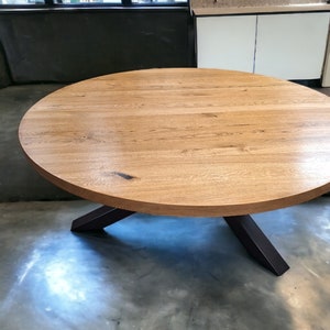 Round Dining Table With Metal Legs, Solid Dining Table, Premium Oak ...