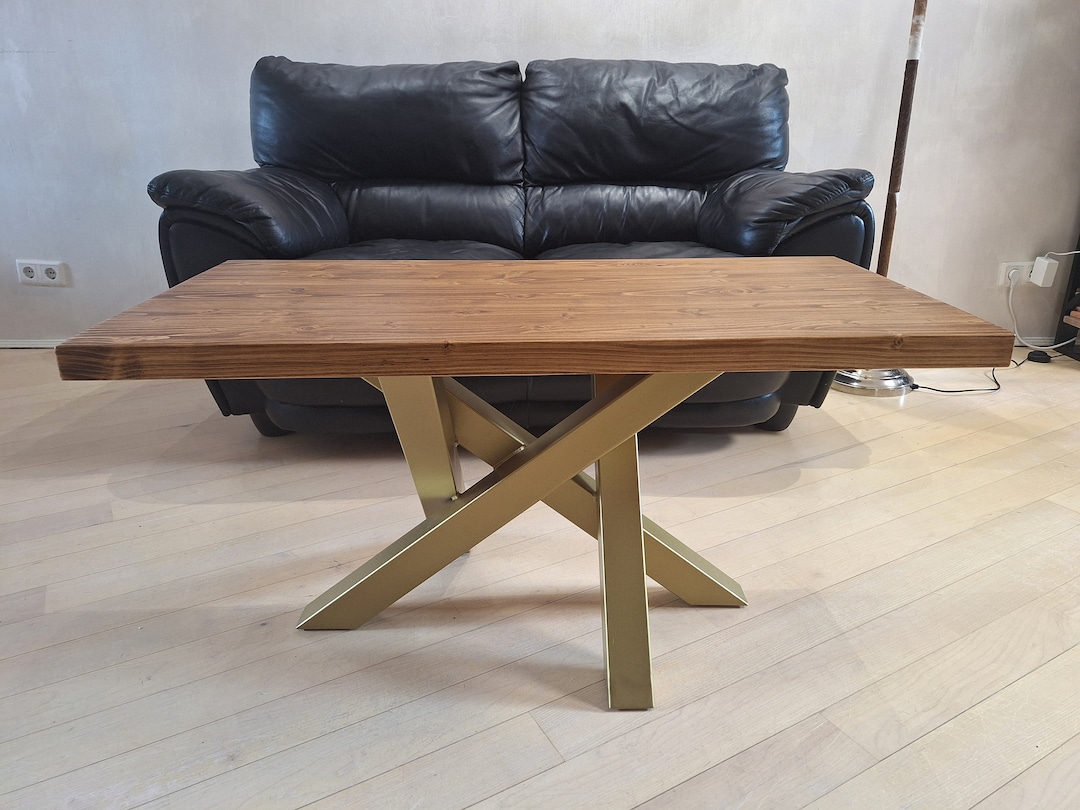 Solid Wood Coffee Table With Spider-style Metal Legs - Rectangular Loft ...
