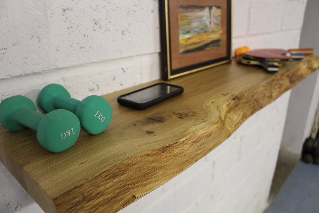 Solid OAK FLOATING SHELVES - Custom Natural or Straight Edge - Rustic ...