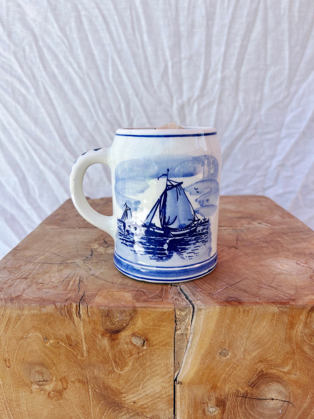 Vintage Blue and White Delfts Hand-painted Porcelain Coffee Mug “made ...