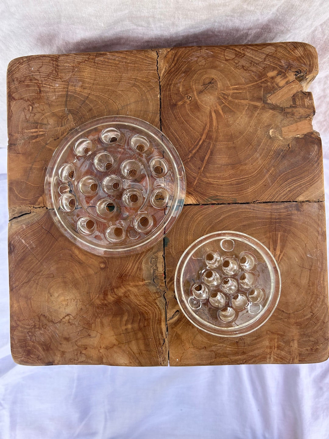 Set of 2 Vintage Clear Glass Flower Frogs - Etsy
