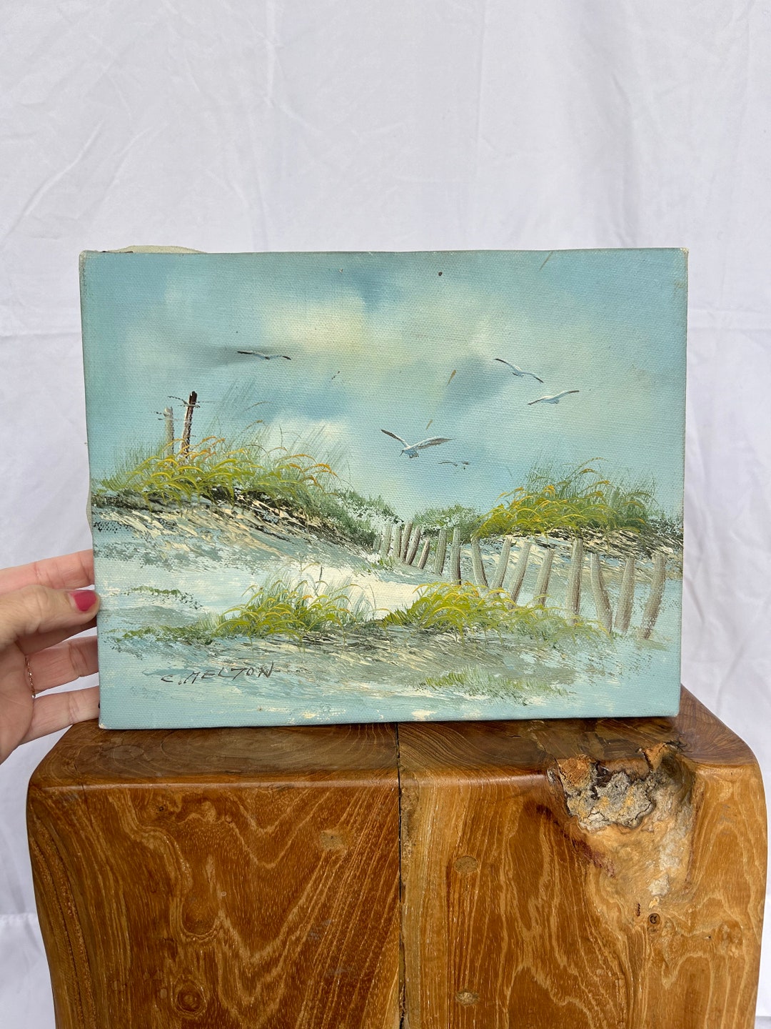 Original Seascape Sand Dunes Beach Oil Painting by C. Melton - Etsy