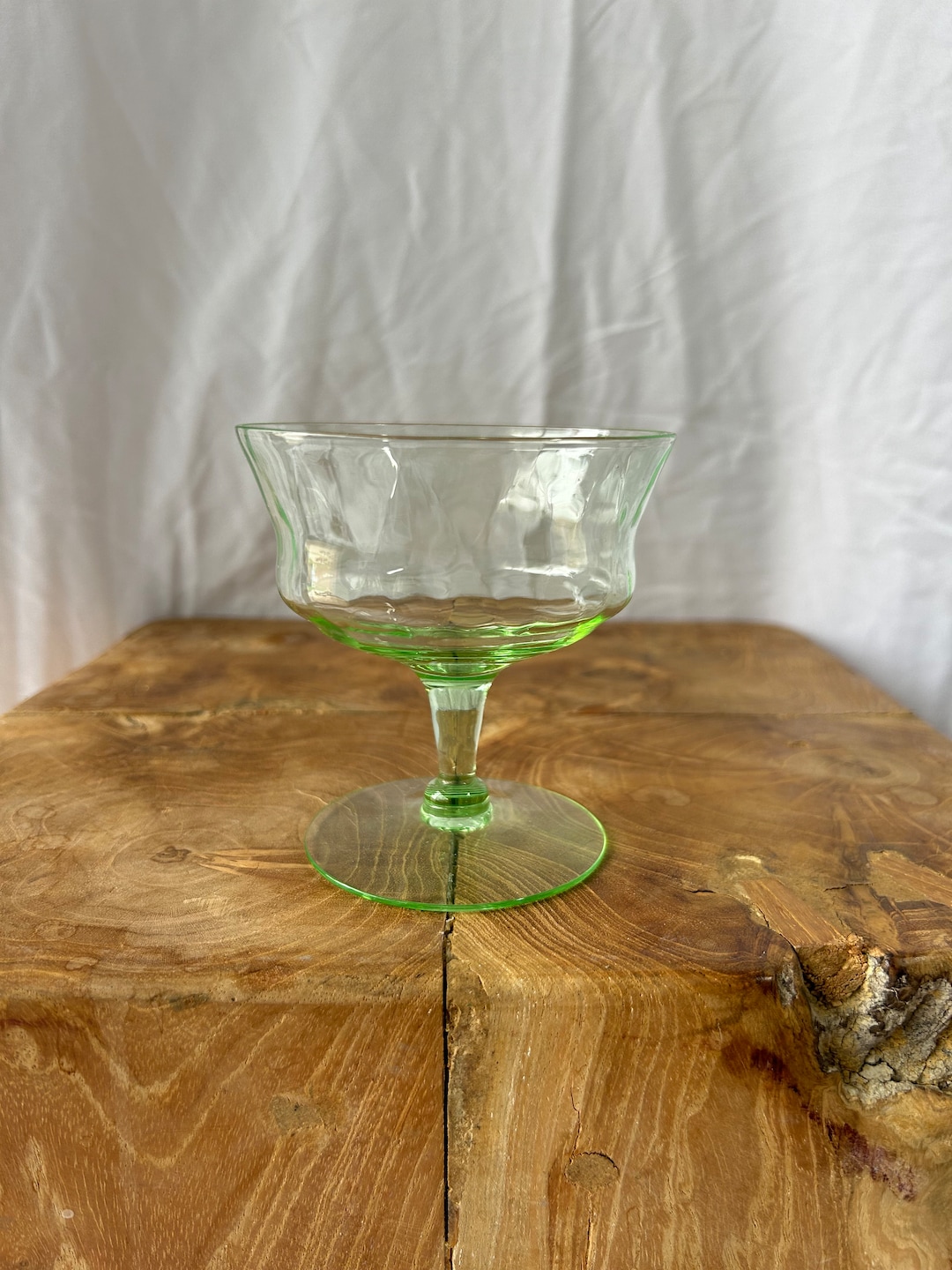 Single Vintage Tiffin Green Glass Uranium Vaseline Diamond Optic ...