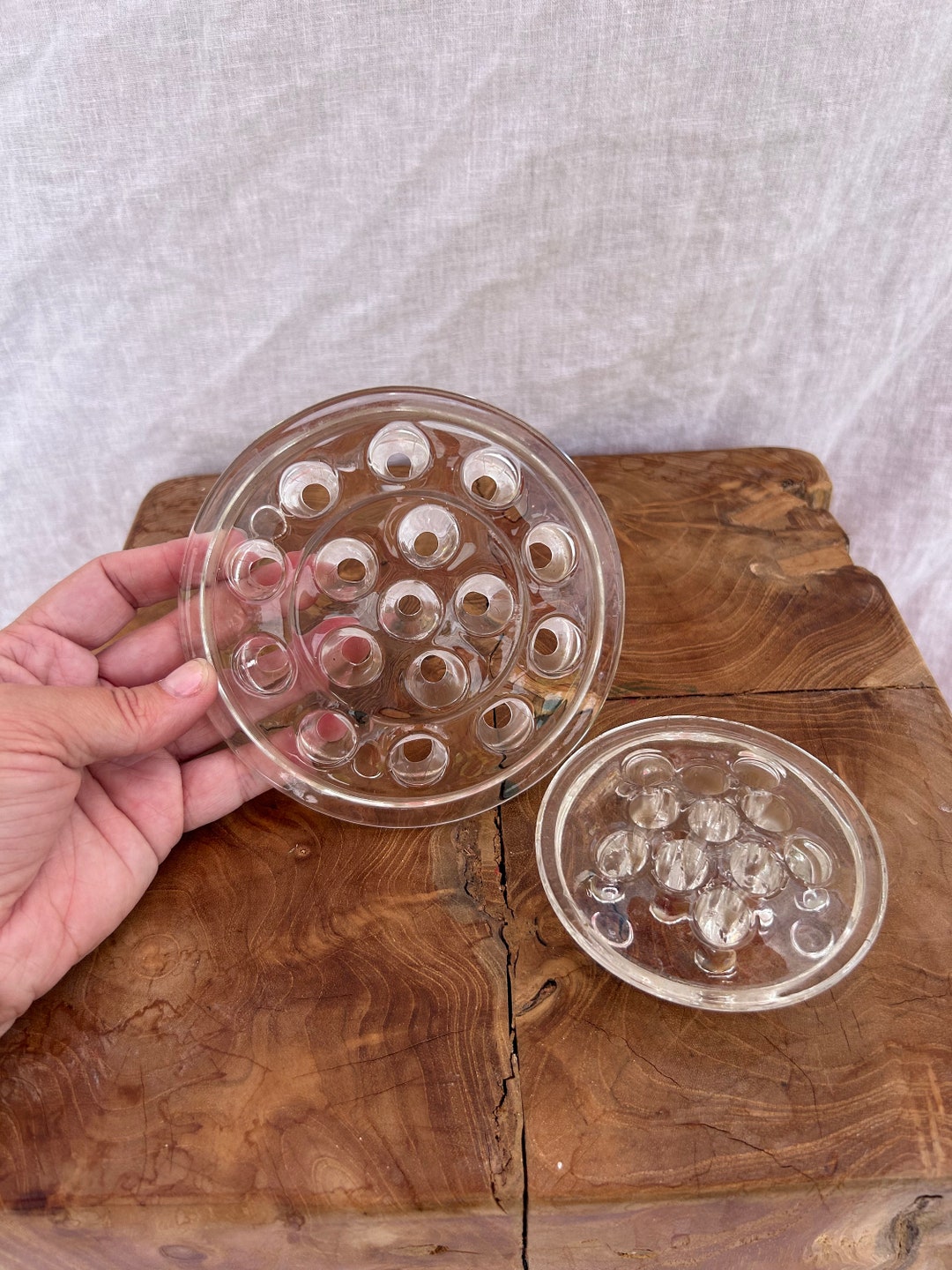 Set of 2 Vintage Clear Glass Flower Frogs - Etsy