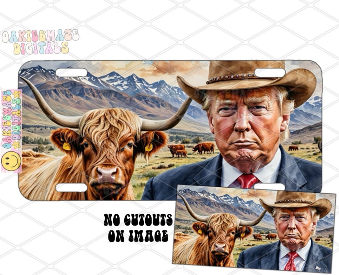 License Plate Tag Design Highland Cow Png Republican 2024 Sublimation ...