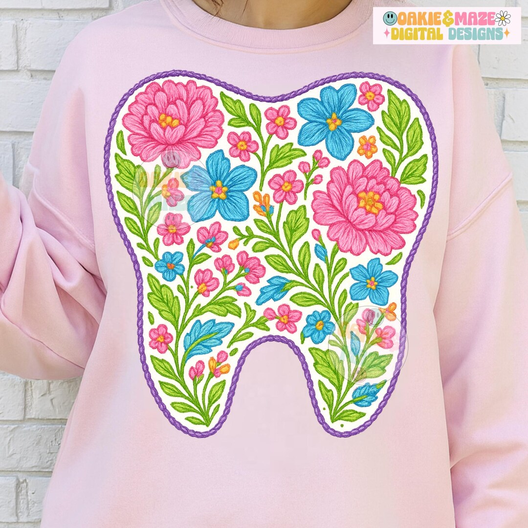 Floral Tooth PNG Dentist Clipart Sublimation Digital Download Dental ...