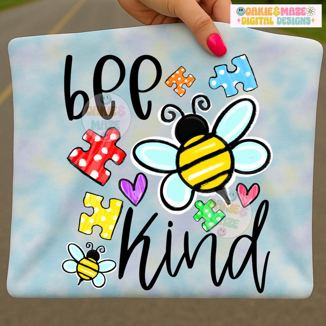 Bee Kind PNG Autism Awareness Puzzle Piece Sublimation Digital Download ...