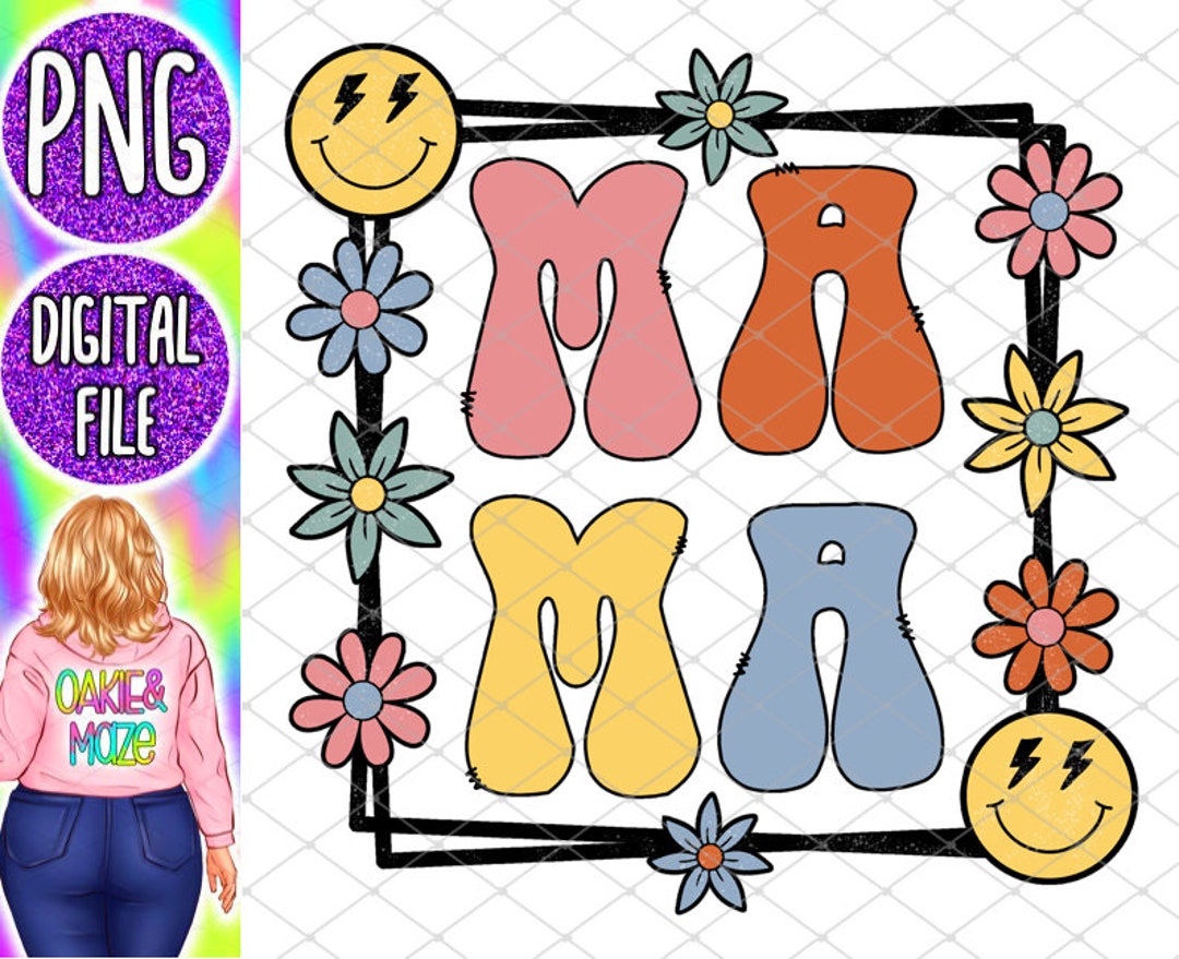 Retro Mom Png, Mama Png, Retro Mama, Hippie, Smiley Face, Retro, Mom ...