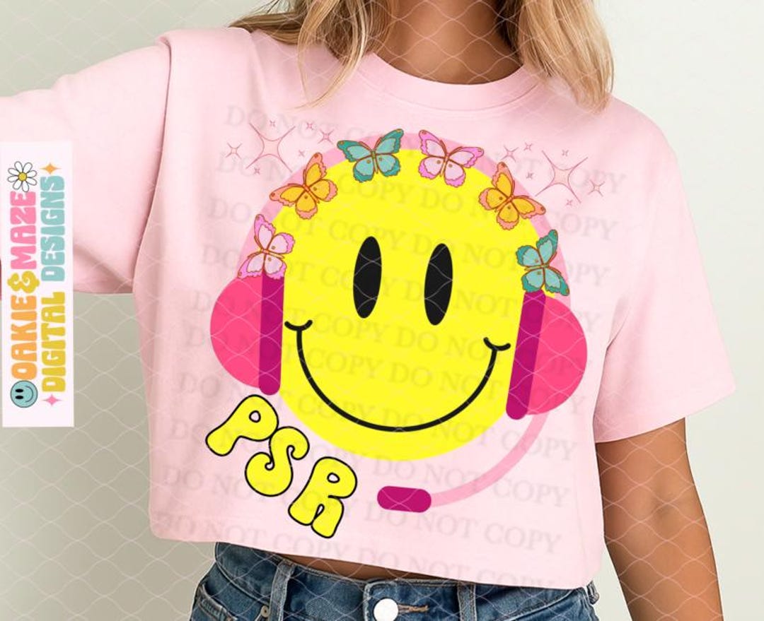 PSR Smiley Face With Butterflies Sublimation Design (PNG) - Etsy