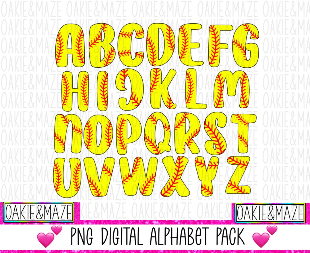Softball Stripes Team Game Alphabet Letter Pack Ready to Print - Etsy