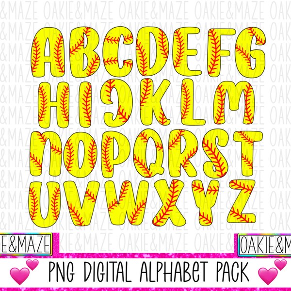 Softball Alphabet Clipart - Etsy