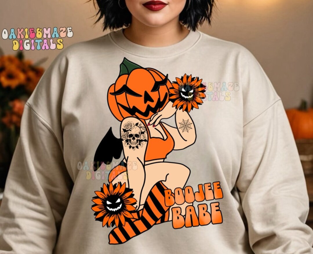Cute Boojee Babe Pinup Spooky Halloween Fall Pumpkin Horror Ghost Witch ...