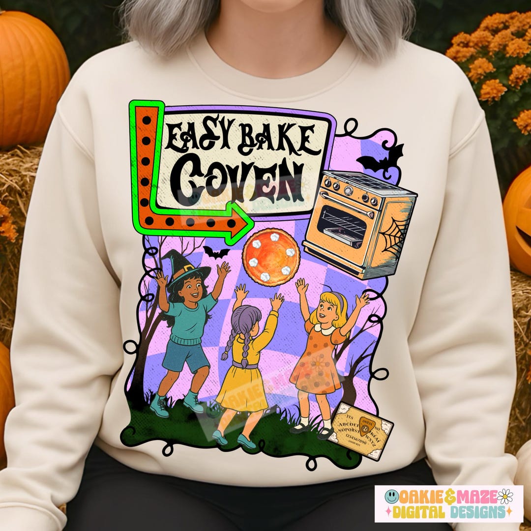 Easy Bake Coven PNG, Funny Halloween Witch Sublimation, Retro Coven ...