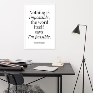 Nothing is Impossible Print | Motivational Posters | Empowerment Quote ...