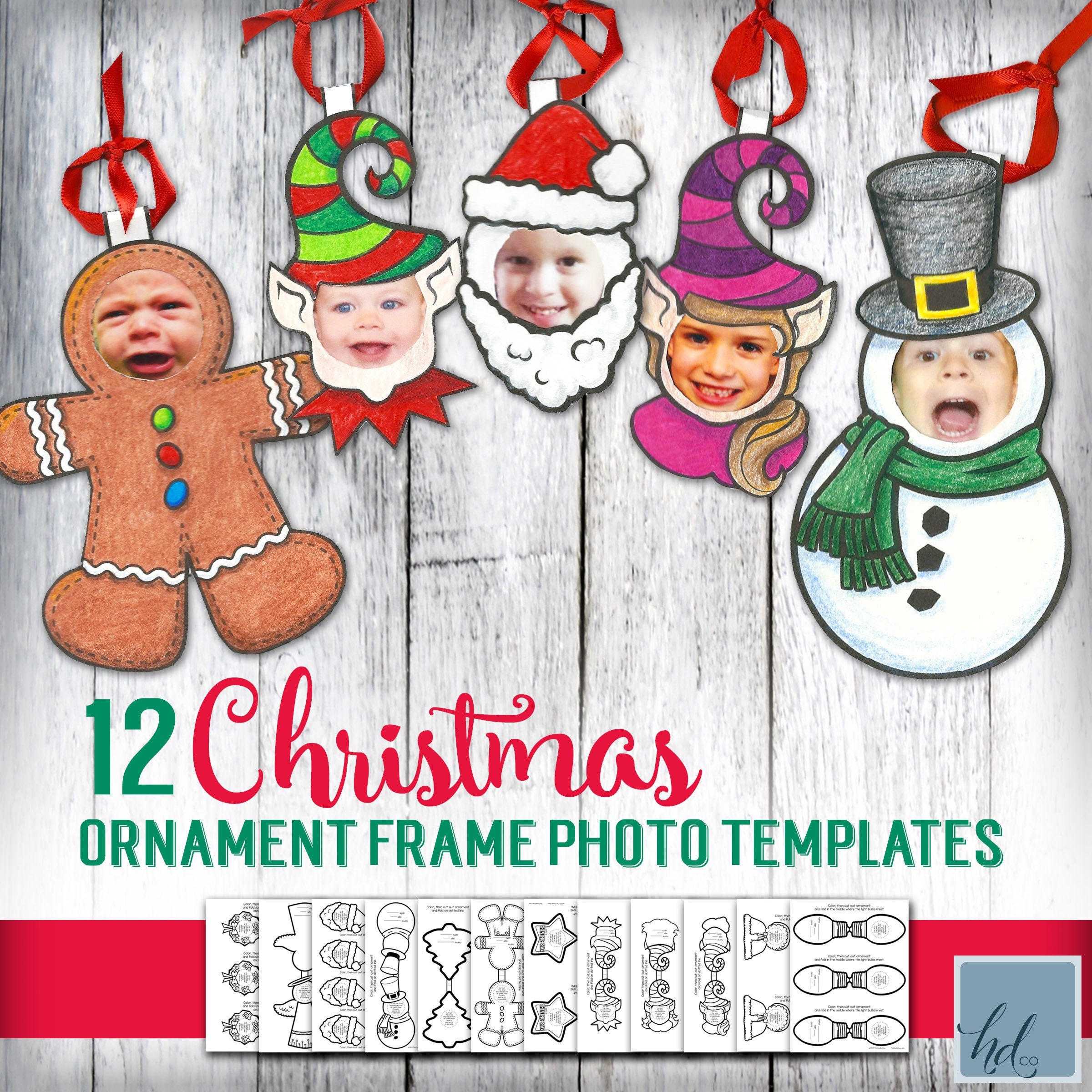 DIY Christmas Ornament Frame Keepsake (PLUS Full Page Frames) Digital ...