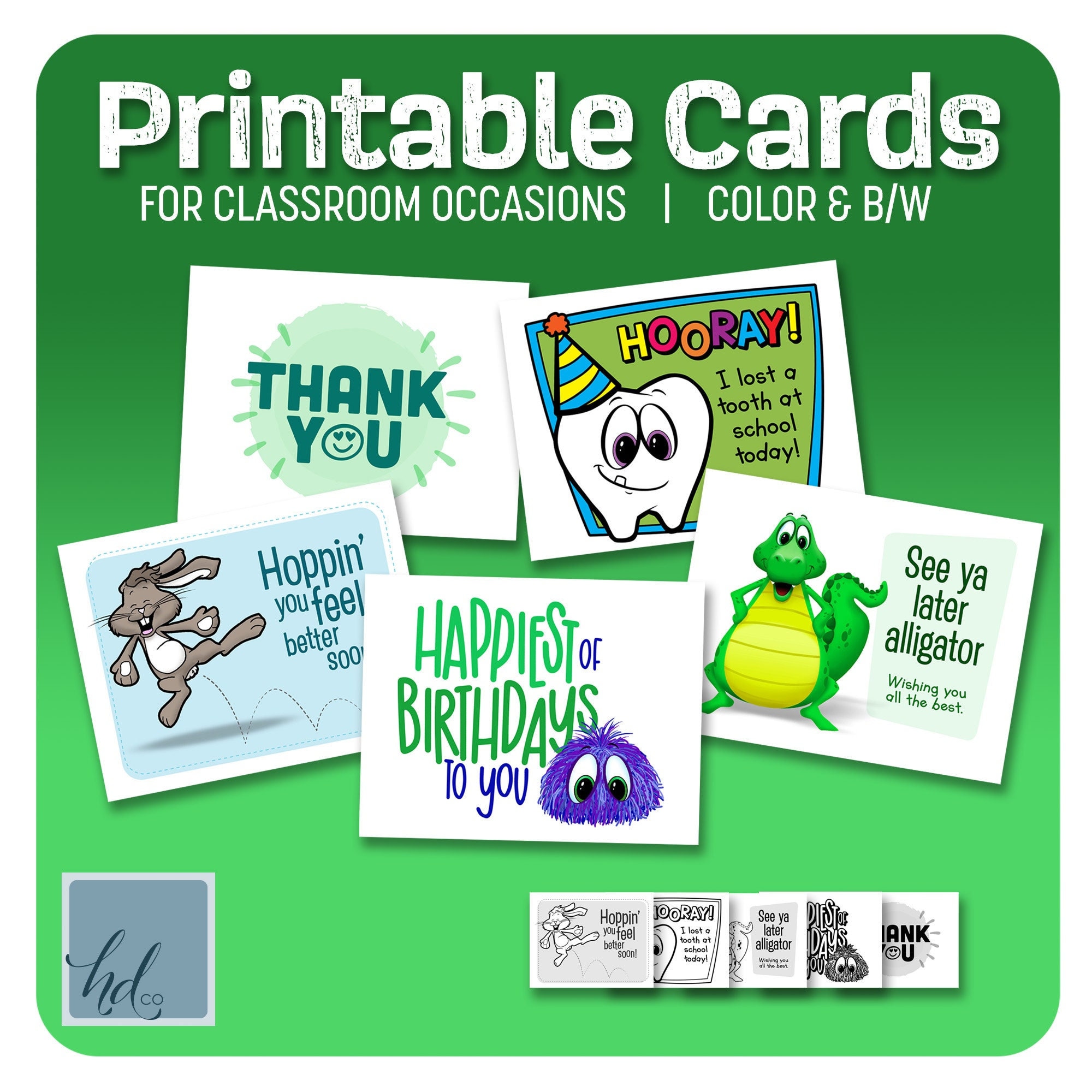 Printable Children's Cards - Birthday, Get Well Soon, Miss You, Moving ...