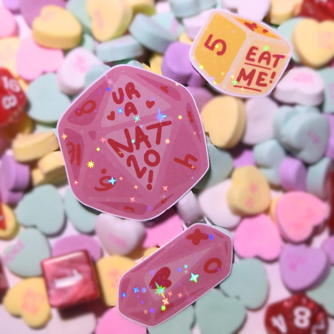 Conversation Dice "you're A Nat 20! - Set of 3 Stickers: Candy D20, D6 ...