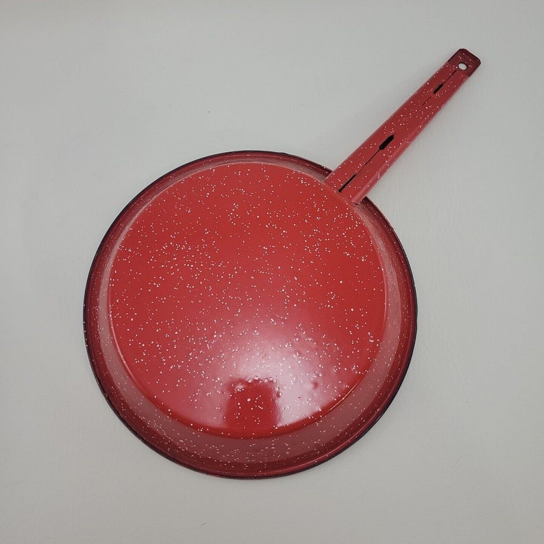 Red White and Blue Speckled Graniteware Enamelware Skillet 10 Inches ...