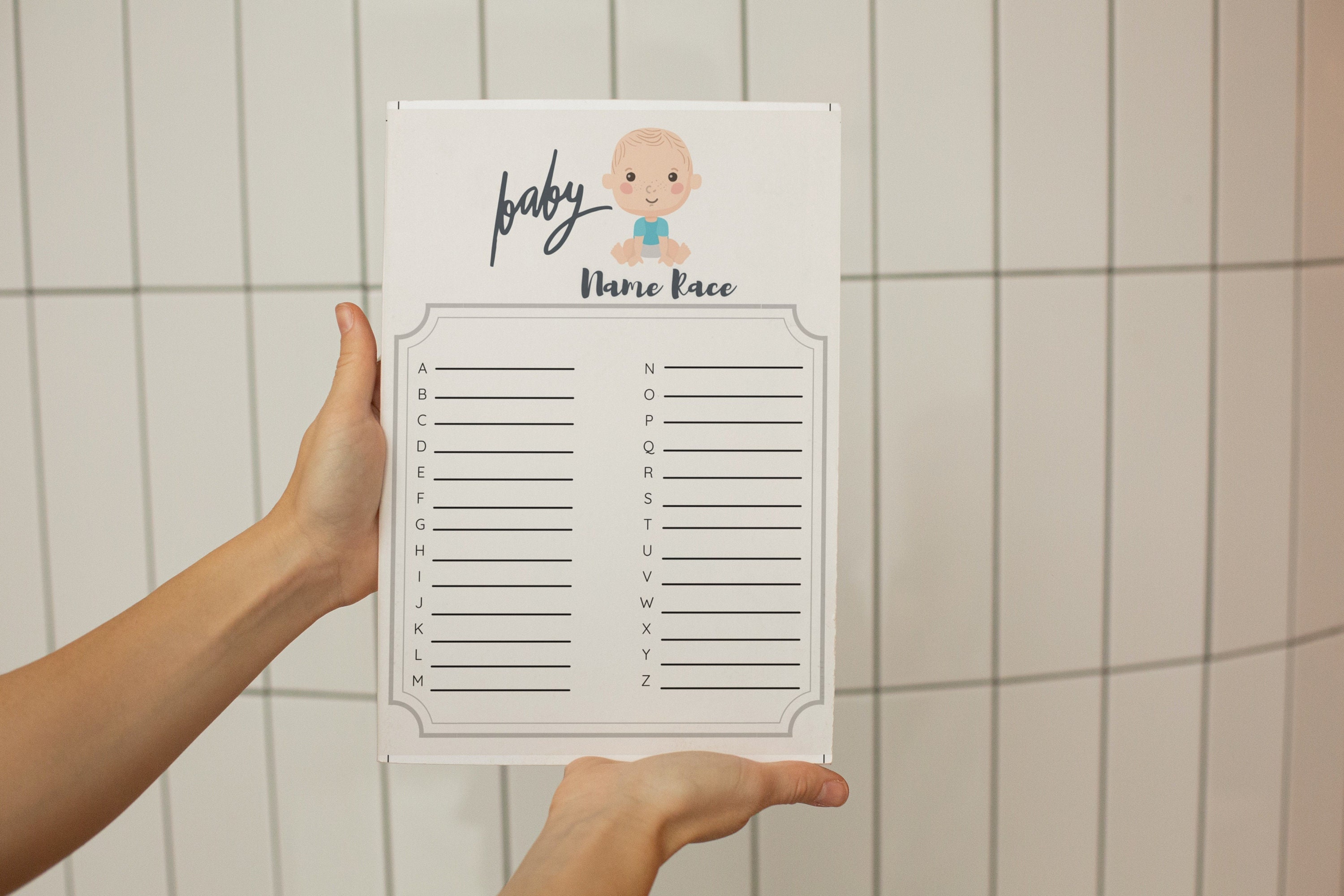 Baby Name Race Game for Baby Shower Game Digital Download | Minimalist ...