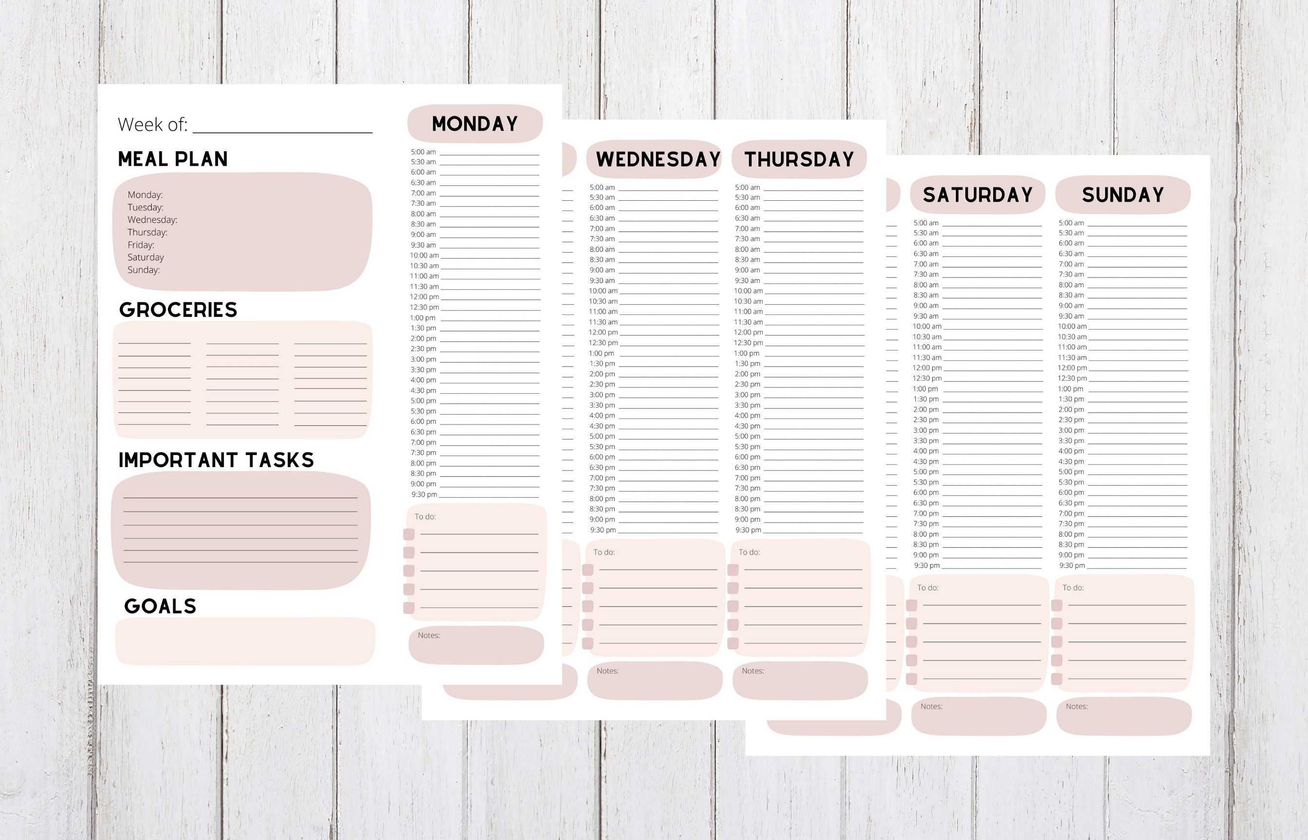 Printable Weekly Planner Pages - Etsy