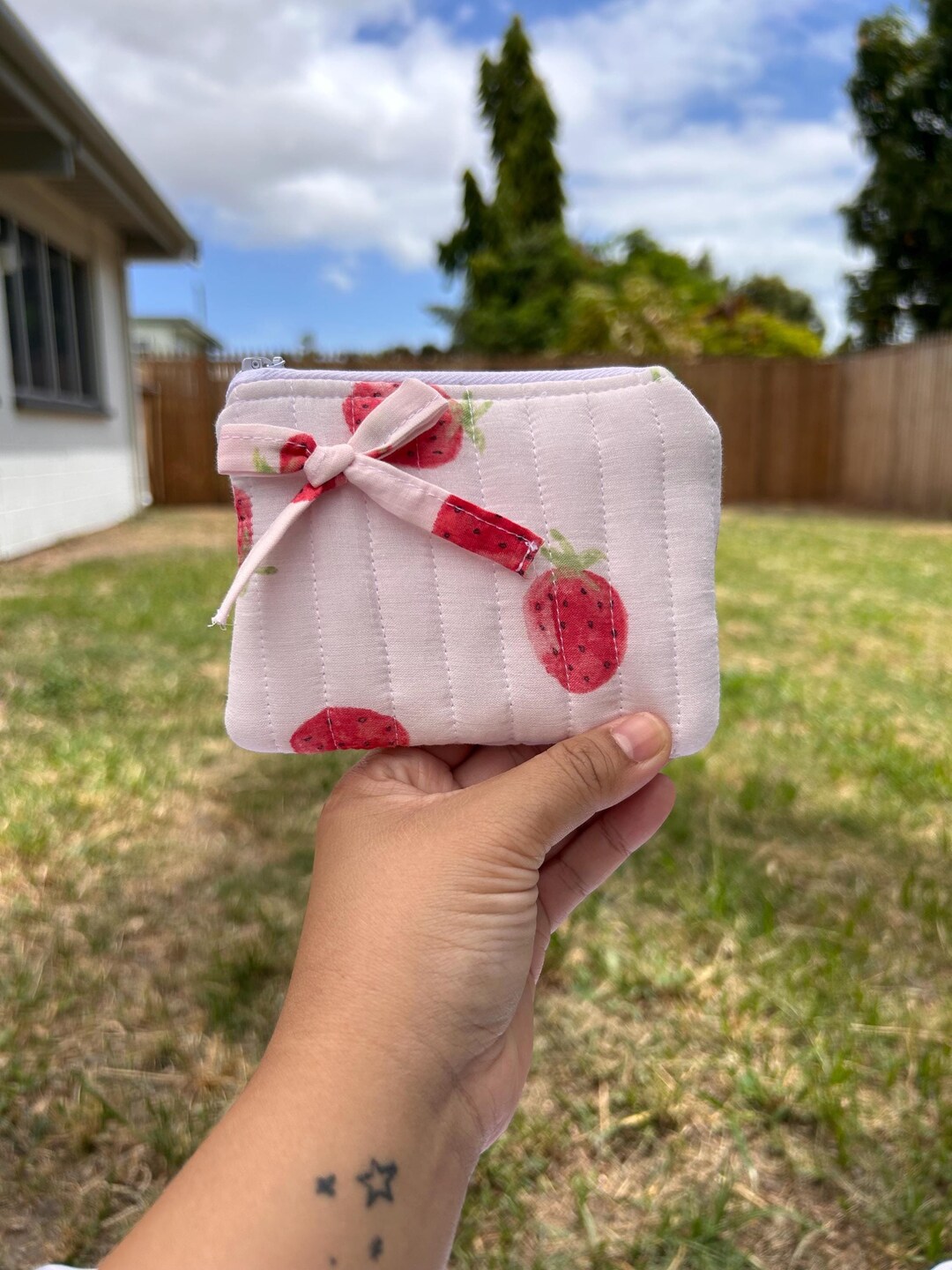 Strawberry Coin Pouch, Pink Coin Pouch, Small Pouch, Small Wallet ...