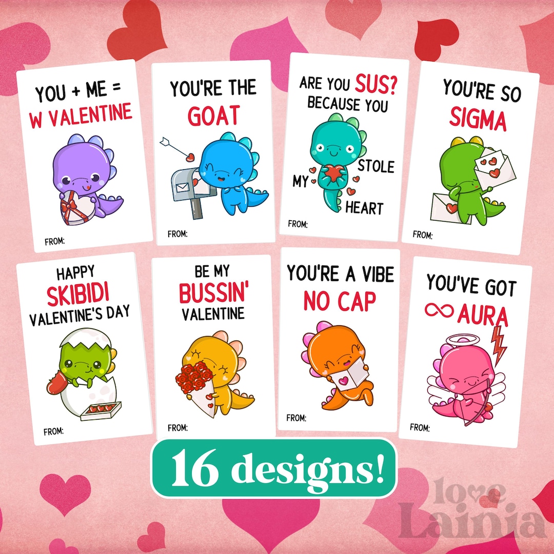 Kids Valentine's Day Cards Funny Slang Kids Valentines Gifts Class ...