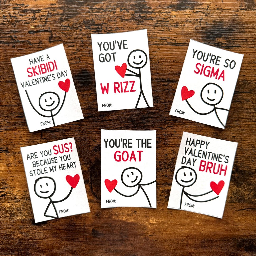 Kids Slang Valentines Day Cards Funny Kids Valentines Gifts Class ...