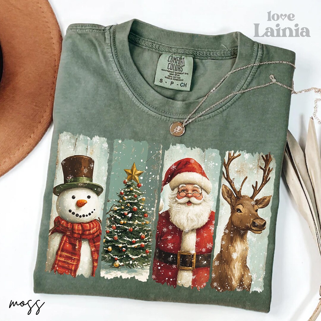 Comfort Colors® Vintage Christmas Shirt Santa Clause Tshirt Christmas ...