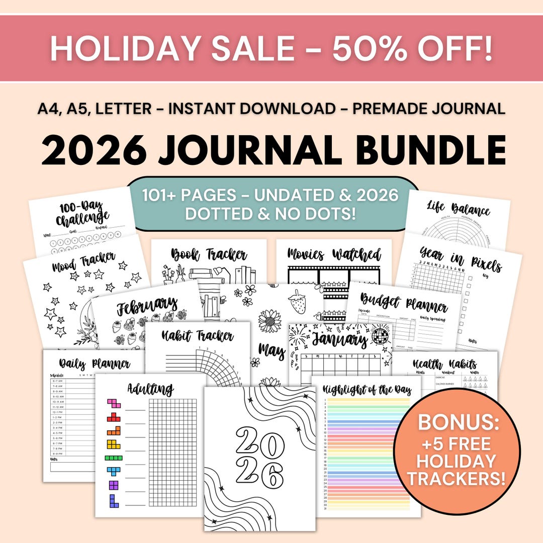 2026 Journal Bundle Printable Journal 2026 Premade Bullet Journal Pages