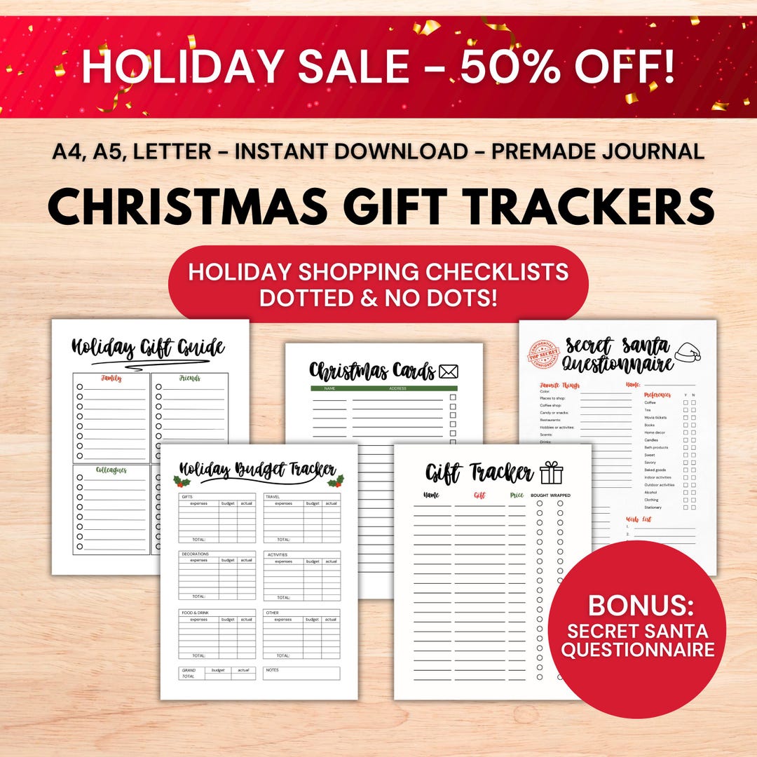 Christmas Gift Tracker Christmas Shopping Gift List Printable Christmas ...