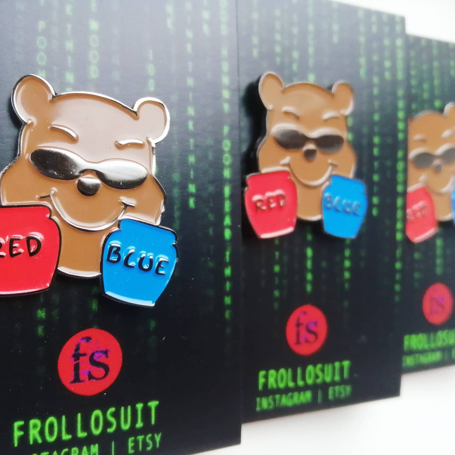 Pooh Pill Pin Winnie the Pooh and Matrix Mashup Red or - Etsy