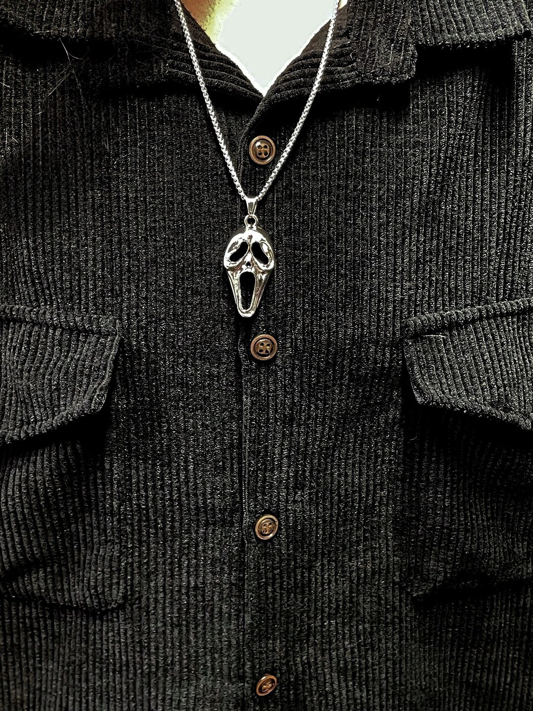 Silver Ghostface Scream Punk Rock Harajuku Fire Flame Brambles Gothic ...