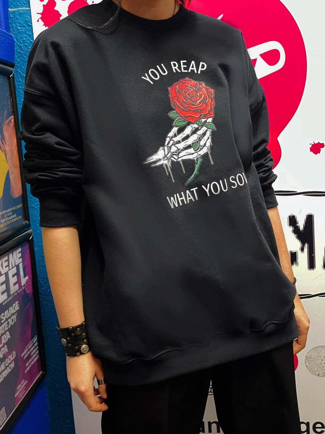 Reap What You Sow Grunge E Girl Rock Harajuku Black Cotton Emo Goth ...