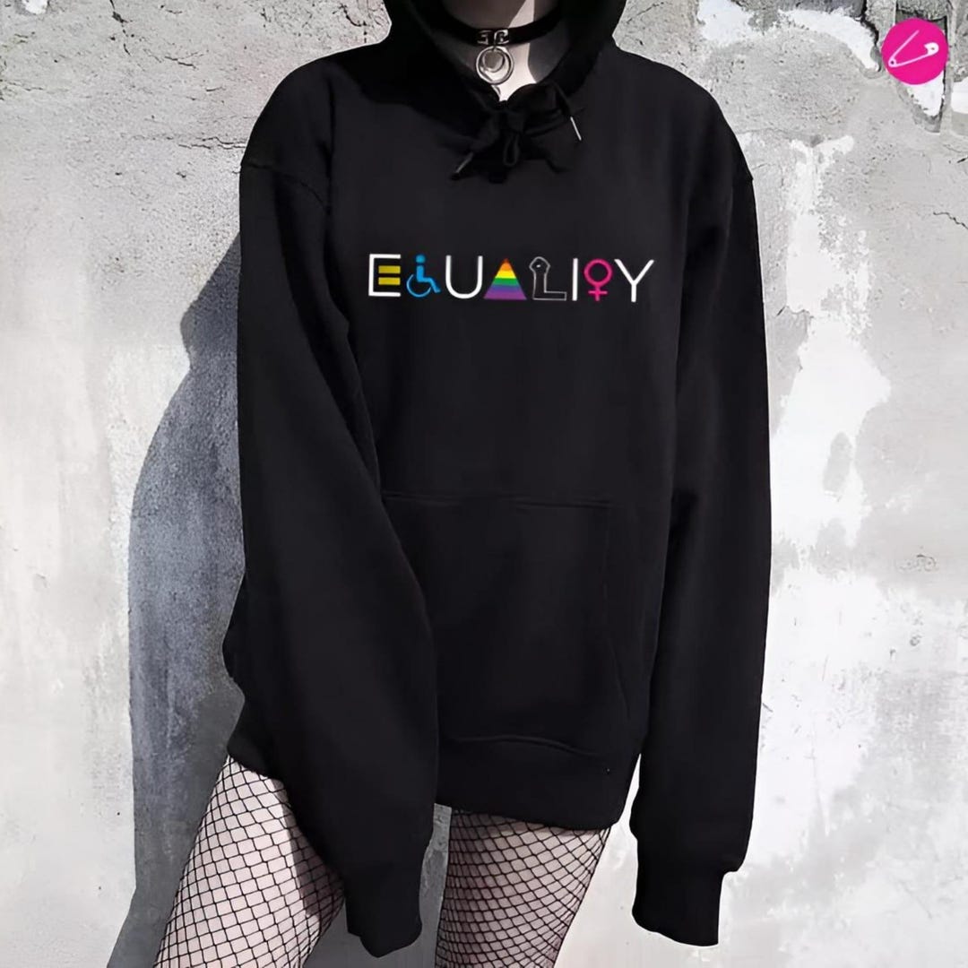 Equality Pullover Sweatshirt Hoodie Pride E Girl Rock Harajuku Black ...