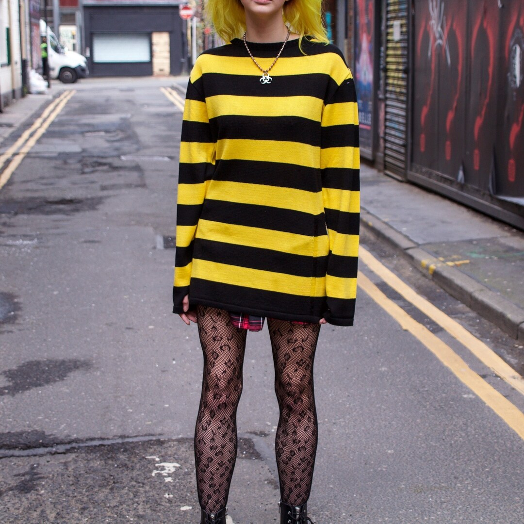 Yellow Black Striped Rock Punk 90s Grunge Gothic Emo - Etsy UK