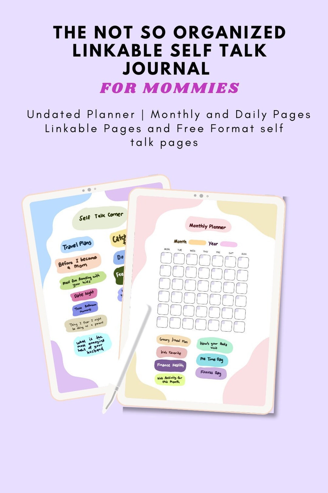 The Not so Organized Self Talk Journal for Mommies With Undated Planner ...