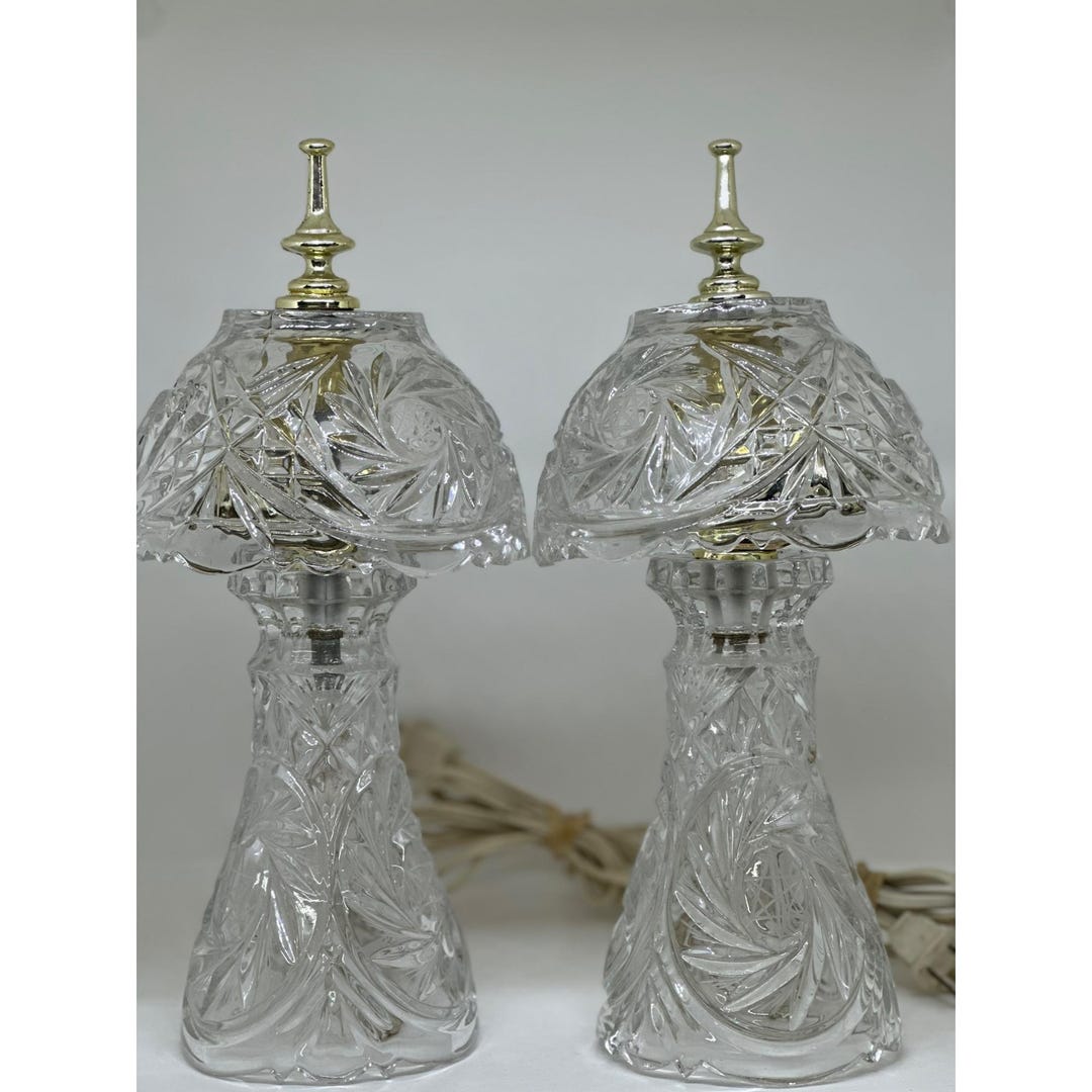 VTG Yugoslavia Crystal Pinwheel Star of David Lamps 24% Lead Crystal ...