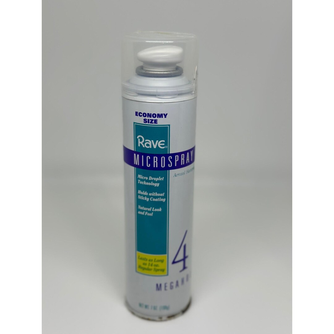 RARE Vintage 1990's RAVE Microspray Megahold 4 Hairspray Discontinued ...